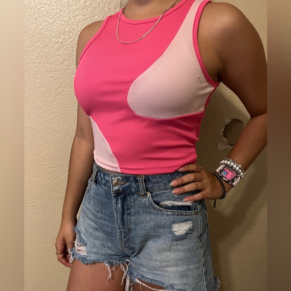 Tops | Cute Pink Tank Crop Top | Poshmark